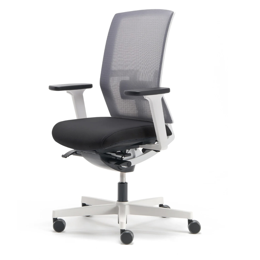 m2 task chair, fabric black, mesh back, white plastic, polyamide base ...